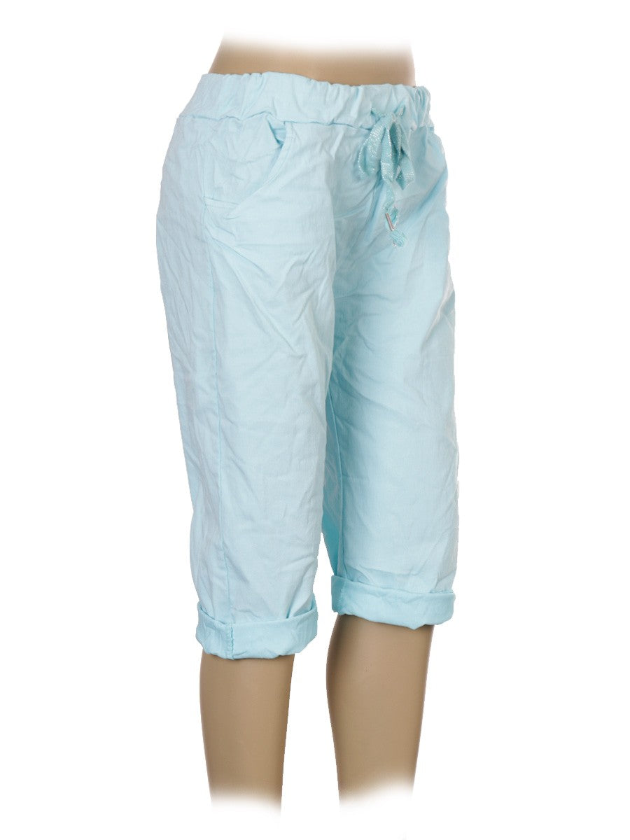 Italian Plain Magic Shorts With Side Pockets - Sky Blue – PureLino.com